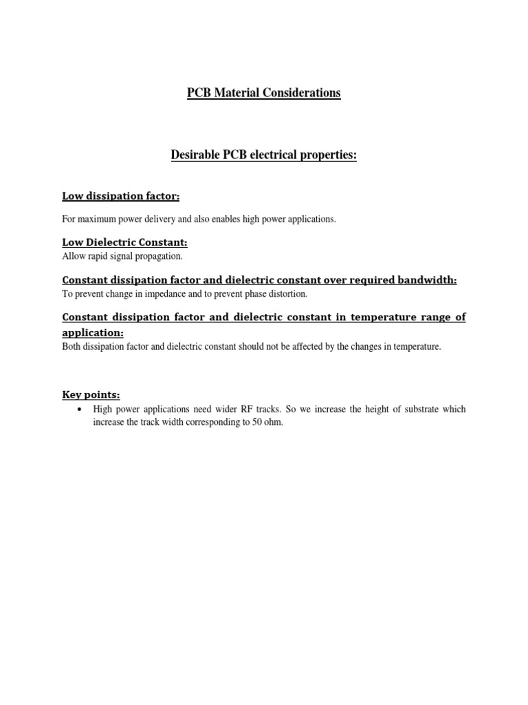 PCB Material Considerations: Low Dissipation Factor | PDF | Printed ...