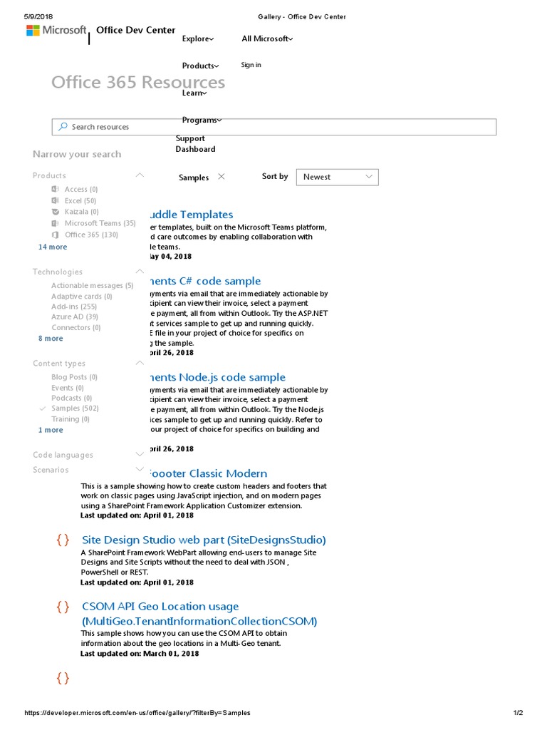 Gallery - Office Dev Center | PDF | Microsoft Outlook | Share Point