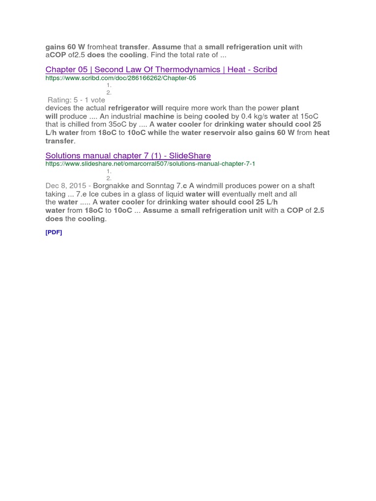 Chapter 05 - Second Law of Thermodynamics - Heat - Scribd: Rating: 5 - 1 Vote | PDF | Science ...