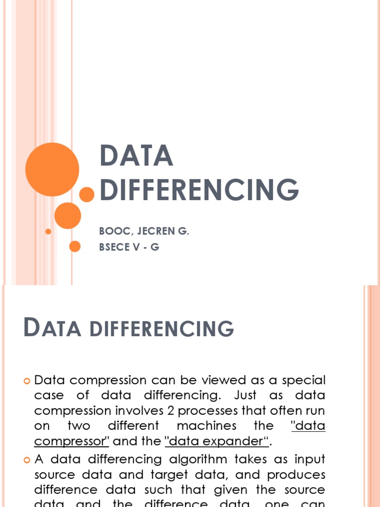 Presentation1DATA DIFFERENCING | PDF | Data Compression | Applied Mathematics