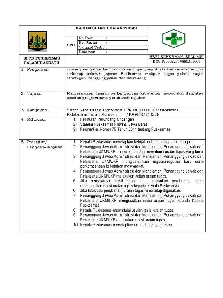Sop Kajian Ulang Uraian Tugas | PDF