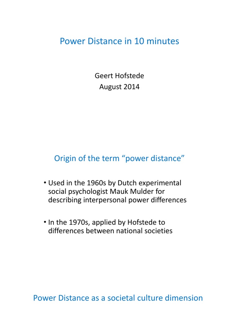 Power Distance in 10 Minutes 2015-09-05 | PDF | Sociological Theories ...