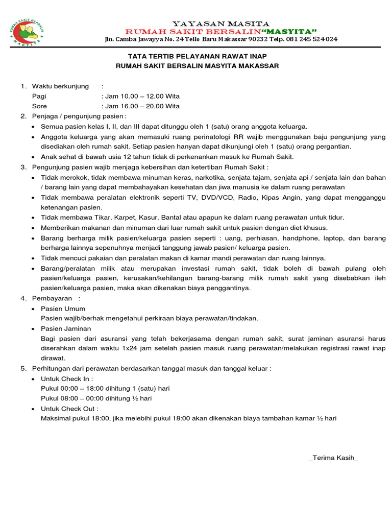 Tata Tertib Pelayanan Rawat Inap | PDF