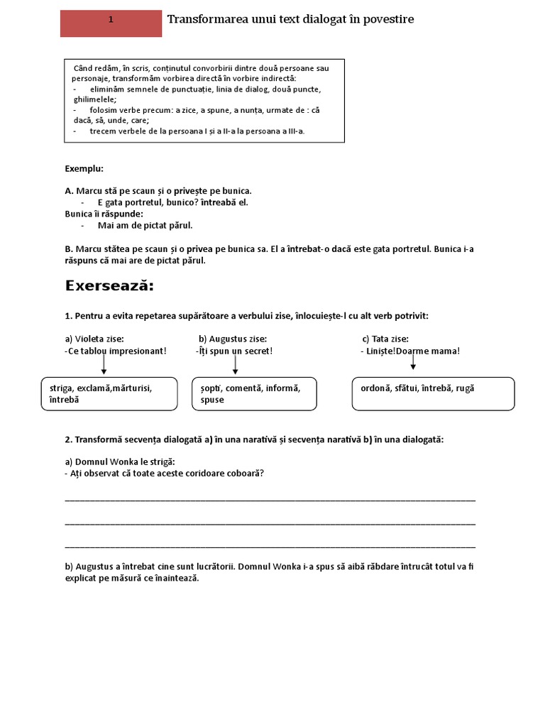 Transformarea Unui Dialog in Povestire | PDF