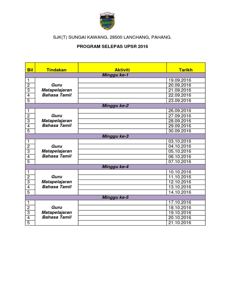 Program Selepas Upsr | PDF