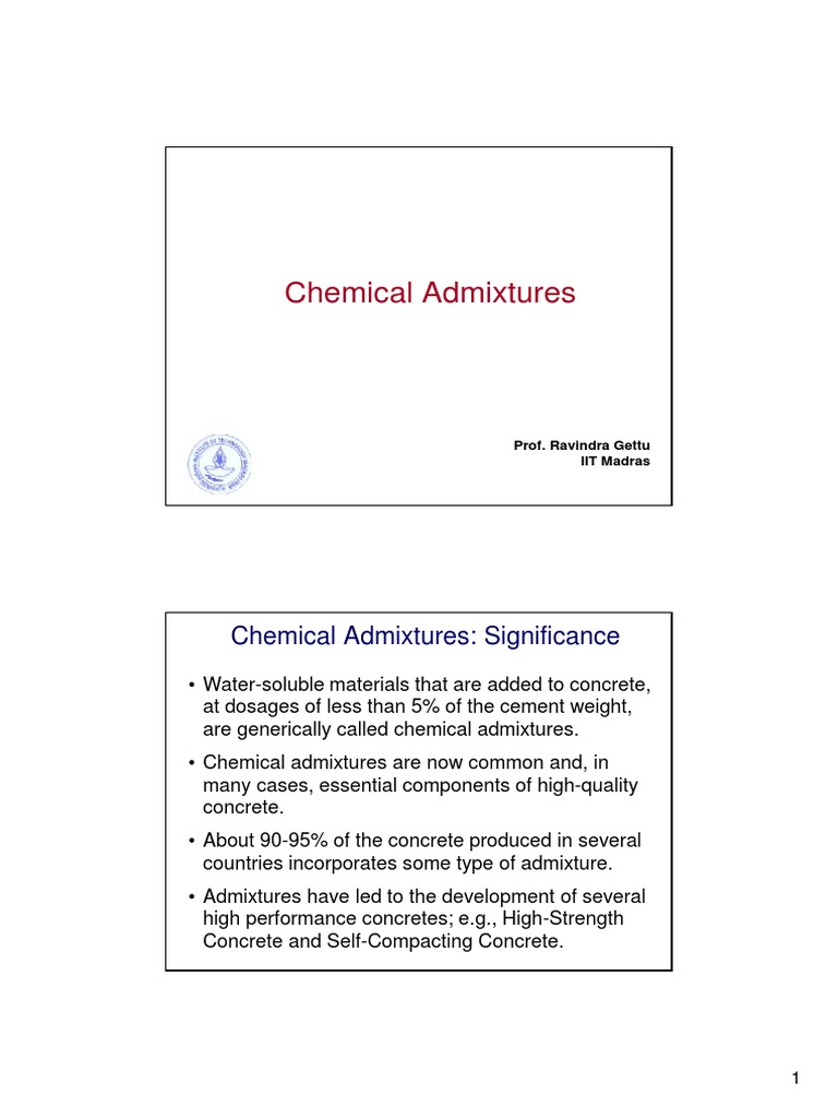 Chemical Admixtures | PDF | Concrete | Chemical Substances