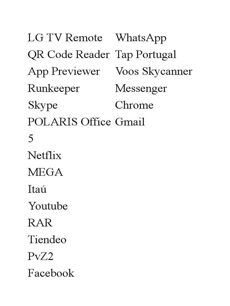 LG TV Remote QR Code Reader App Previewer Runkeeper Skype Polaris Office 5 Netflix Mega Itaú ...