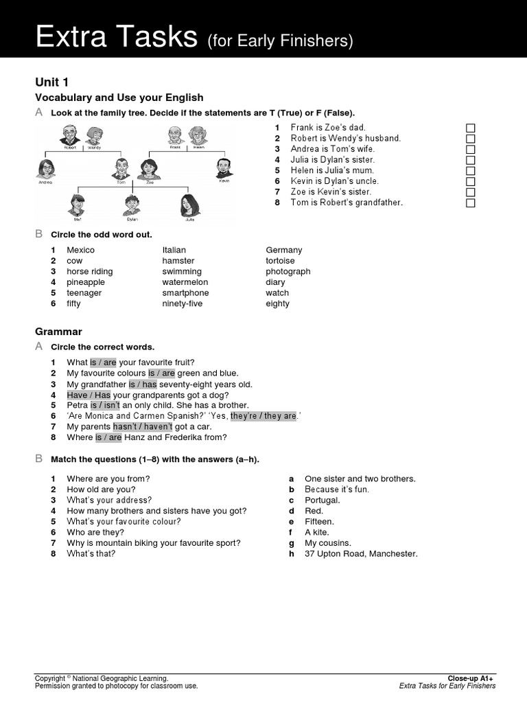 A1+ Extra Tasks For Early Finishers | PDF | Halloween | Costume