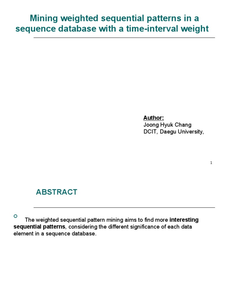 Mining Weighted Sequential Patterns In A Sequence Pdf Sequence Mathematical Structures