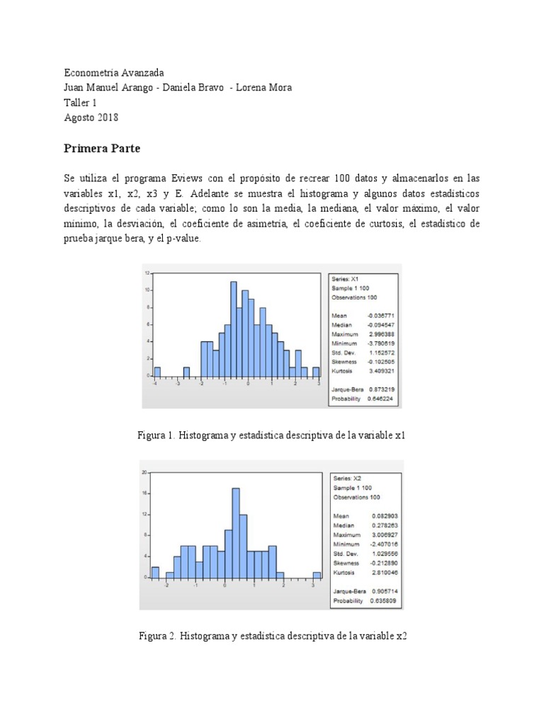 Taller 1 Econometría | PDF | Análisis de regresión | Distribución normal