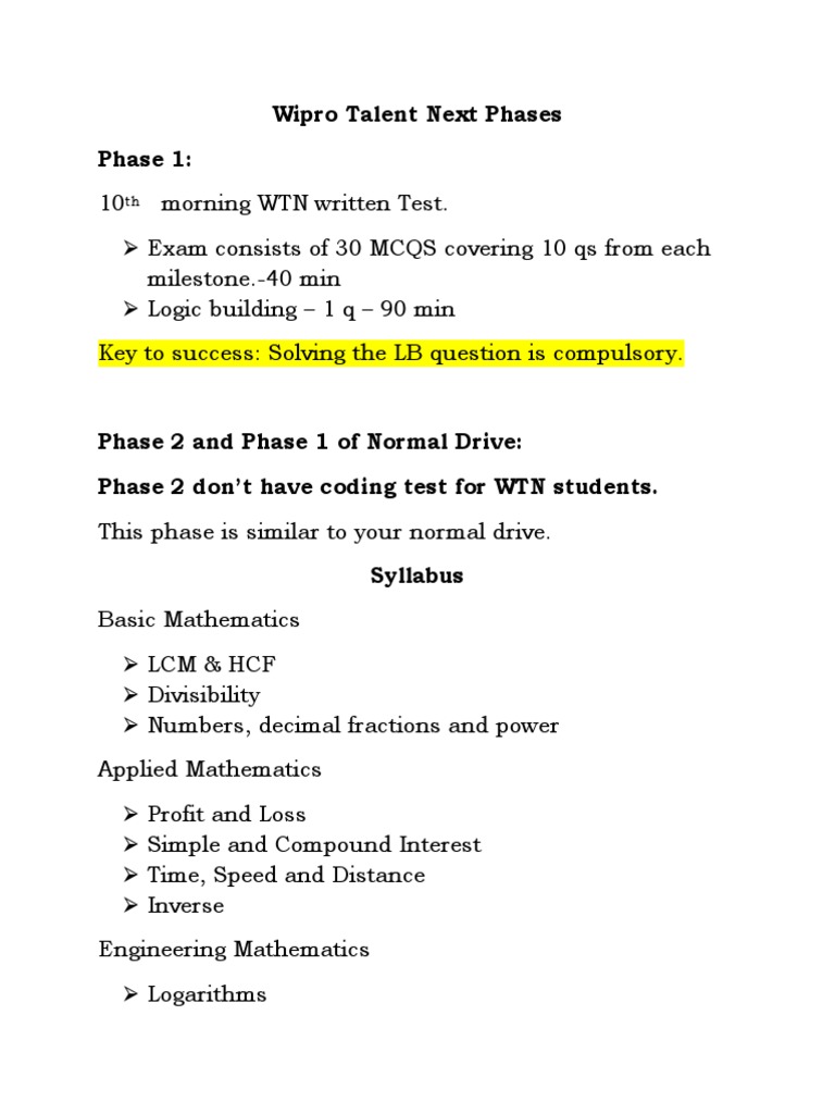Wipro Written Test | PDF | Question | Odds