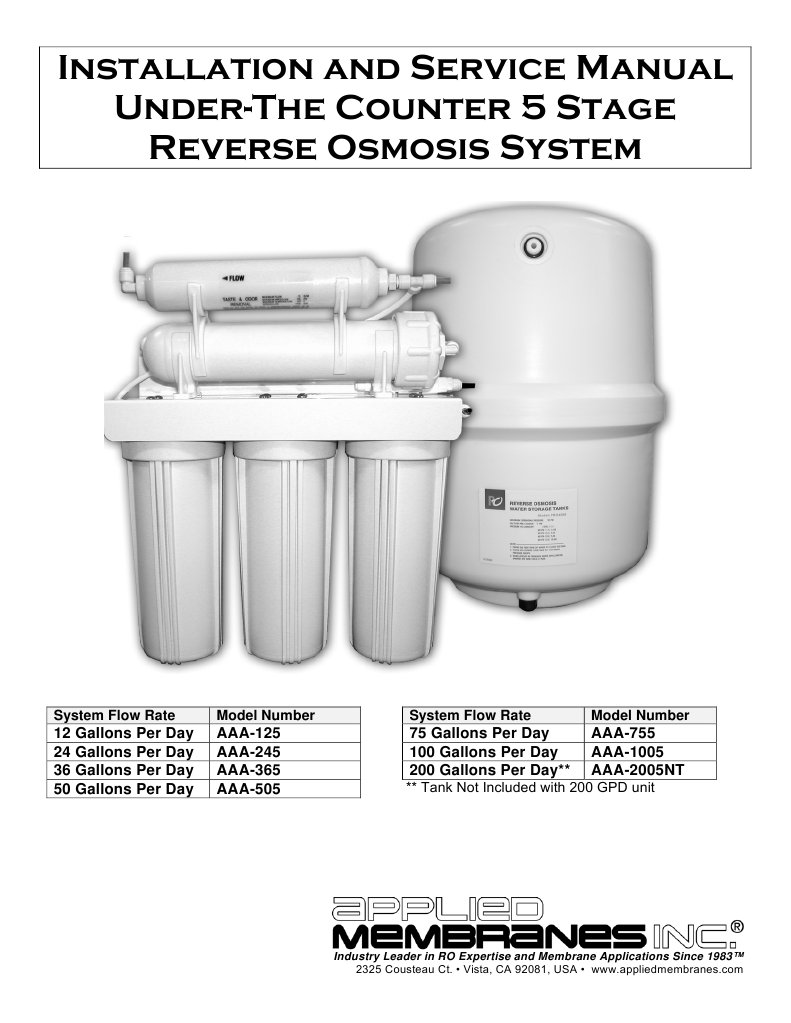 Water Filter 5-Stage Manual | PDF | Tap (Valve) | Membrane