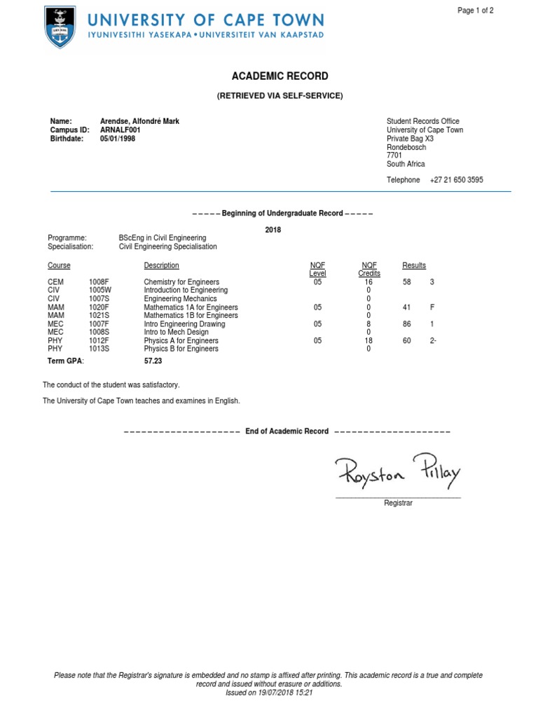 Uct Sretsrpt | PDF | Bachelor's Degree | Postgraduate Education