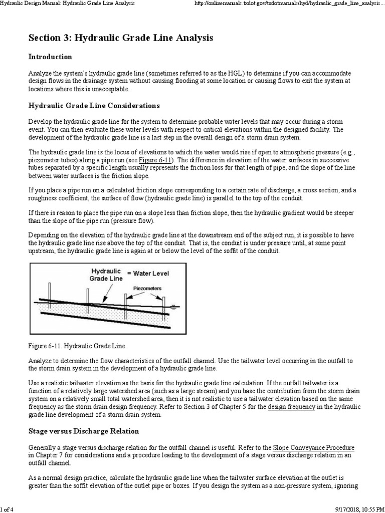 Hydraulic Grade Line Analysis Guide | PDF | Hydrology | Chemical ...