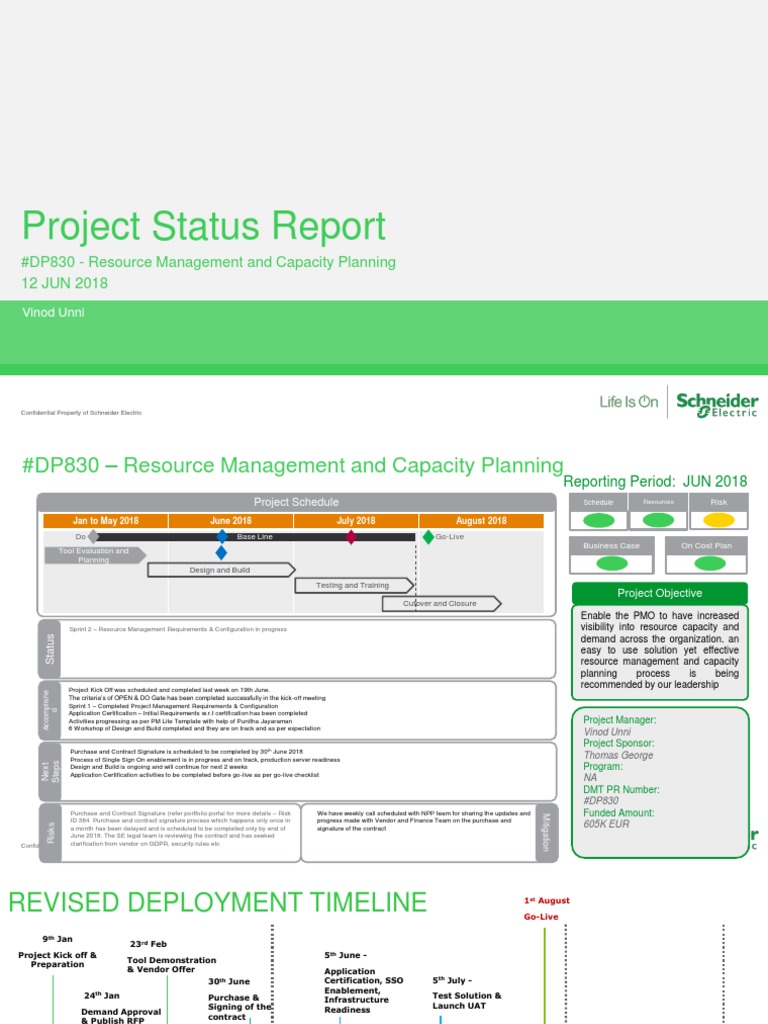 Project Status Report: #DP830 - Resource Management and Capacity ...