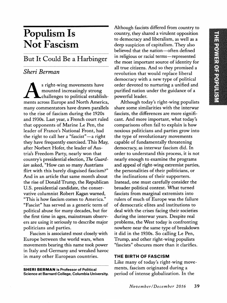 Populism's Fascist Echoes | PDF | Fascism | Populism