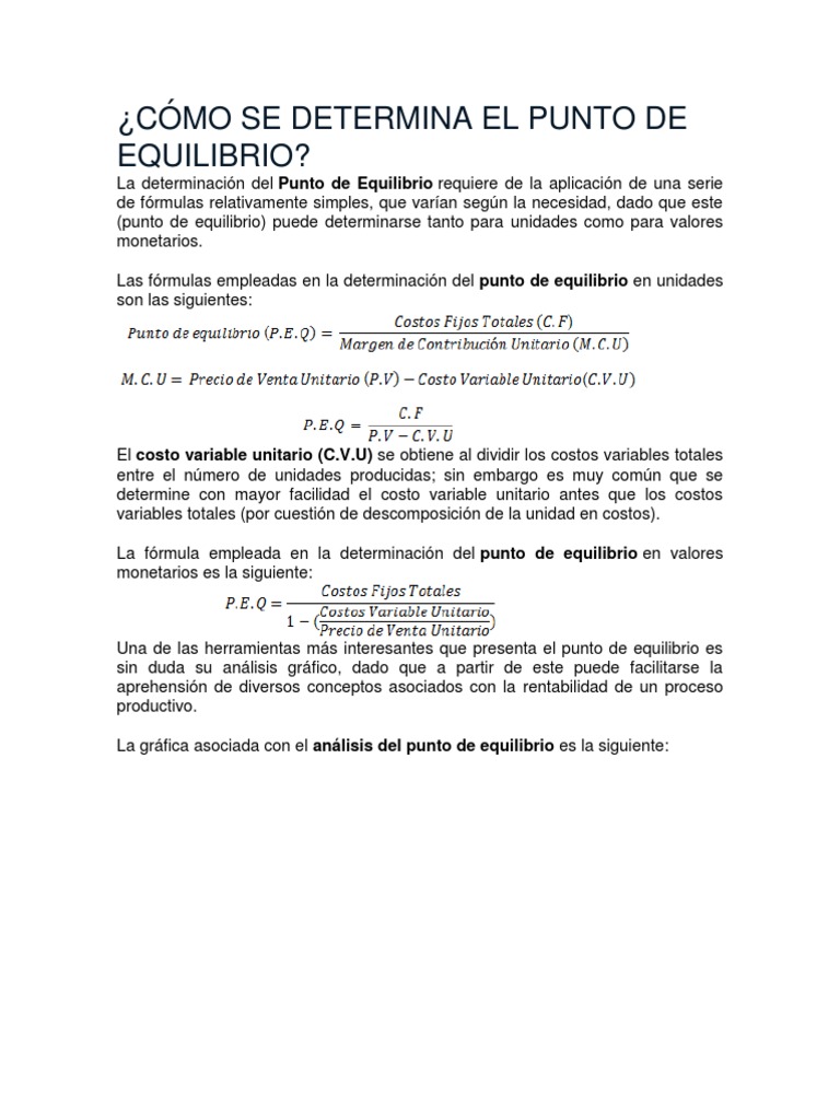 Cómo Se Determina El Punto de Equilibrio | Descargar gratis PDF | Economias | Business