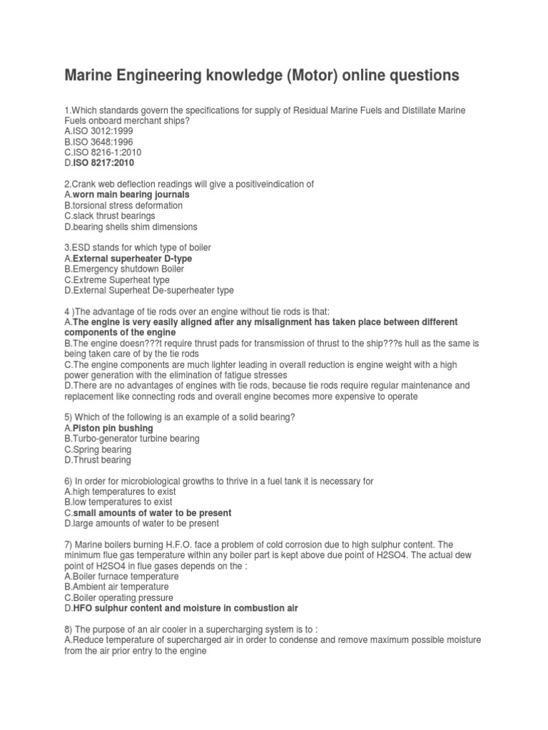 Marine Engineering Knowledge (Motor) All Collection | PDF | Internal ...