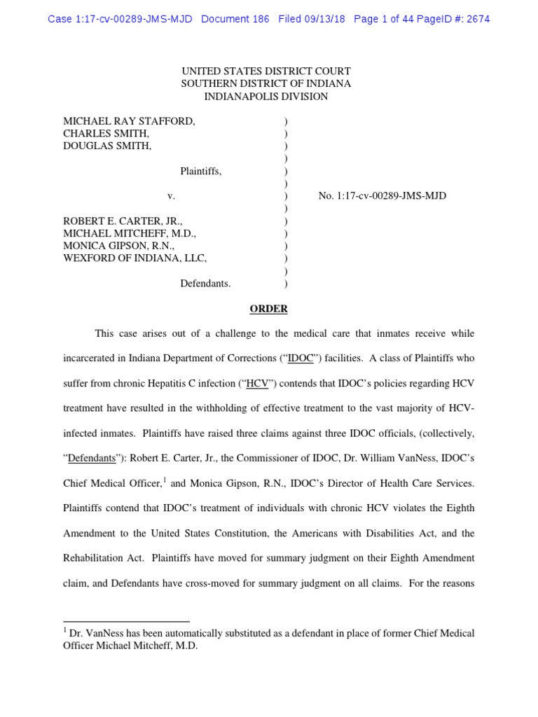 Judge's Order September 2018 | Summary Judgment | Discovery (Law)