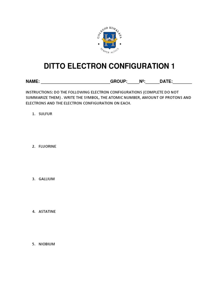 Ditto Electron Configuration | PDF