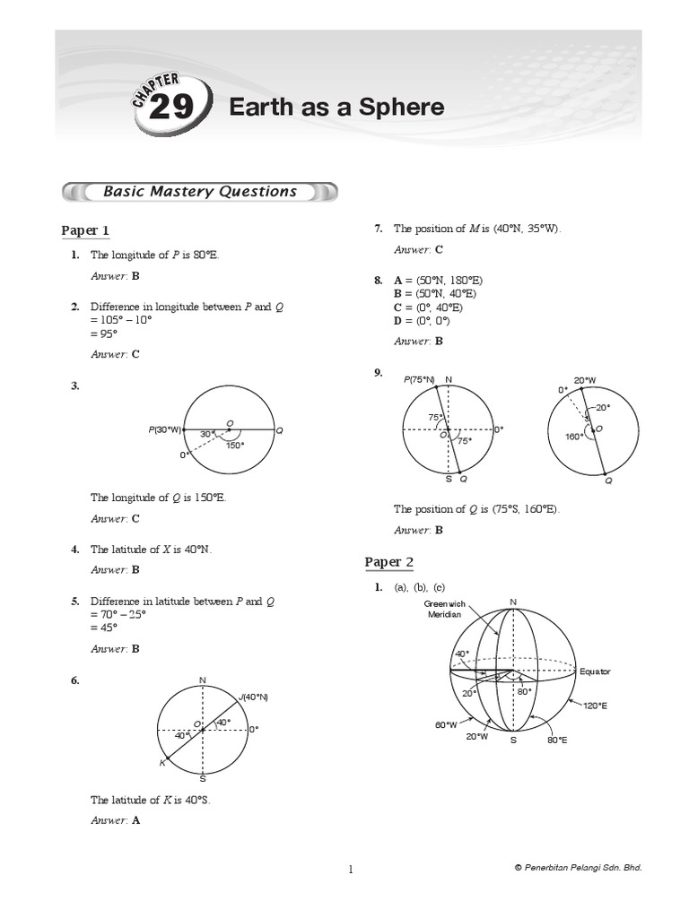 Earth As Sphere (SPM MATHS) | PDF | Longitude | Geographic Data And ...