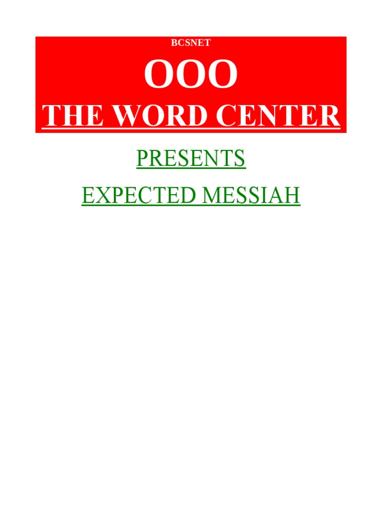 The Messiah Expected To Come | PDF | Jesus | God