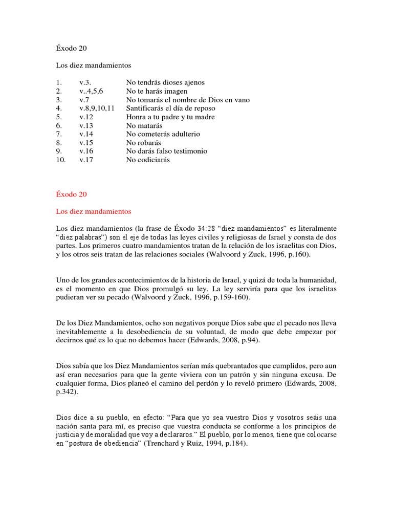 Éxodo 20 PDF | PDF | Diez Mandamientos | Dios