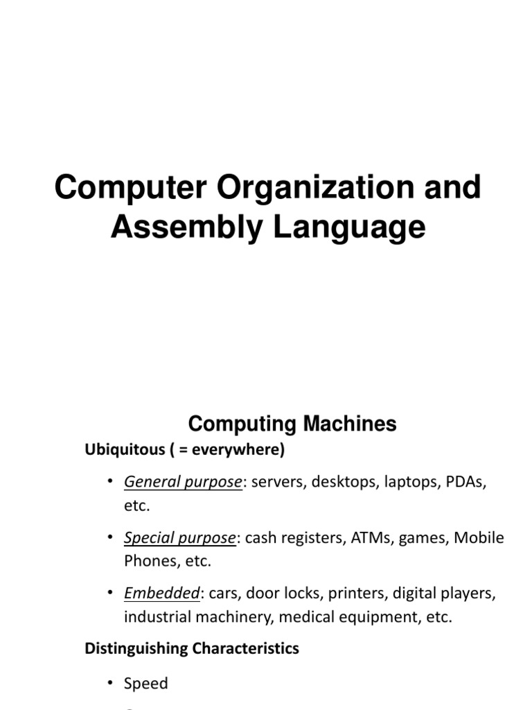 Computer Organization and Assembly Language | PDF | Central Processing ...