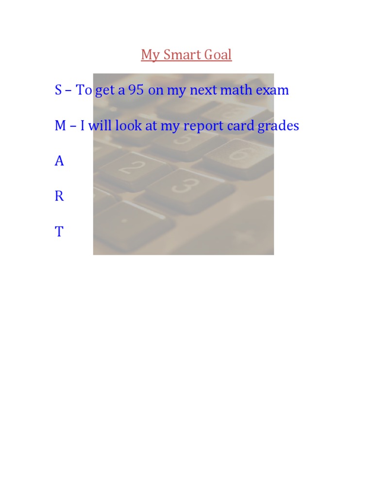 S - To Get A 95 On My Next Math Exam M - I Will Look at My Report Card ...