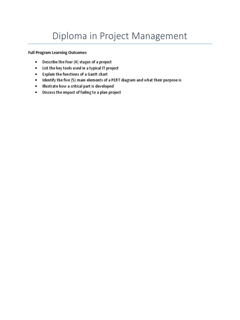 Diploma in Project Management | PDF