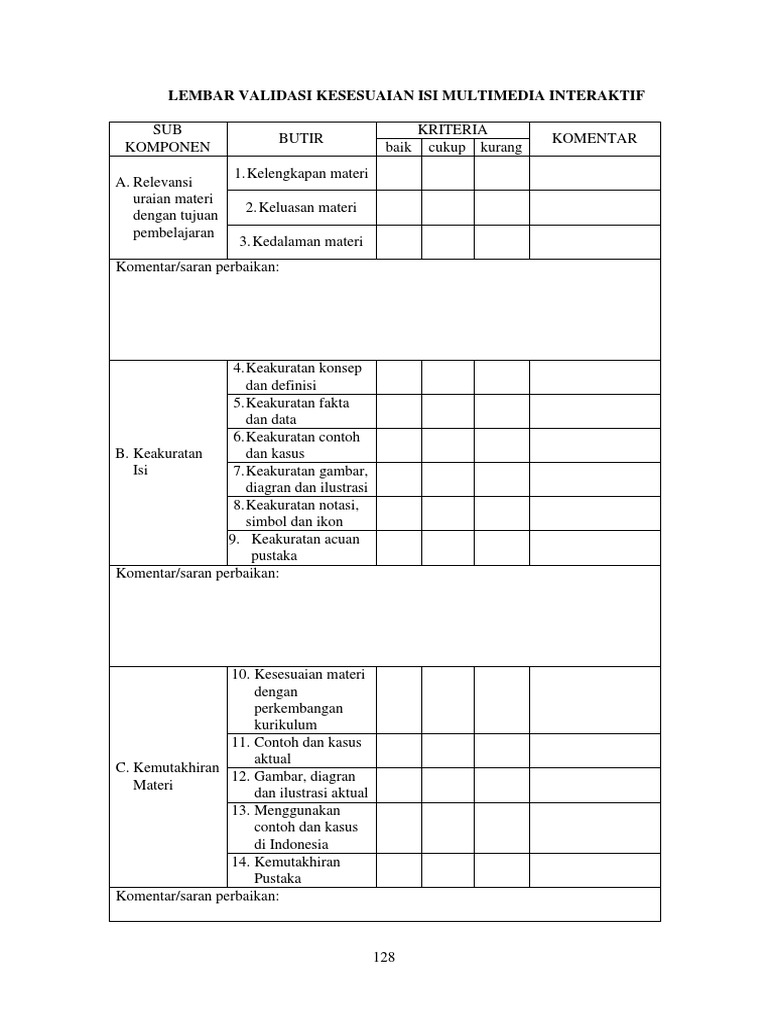 Validasi Kesesuaian Isi | PDF