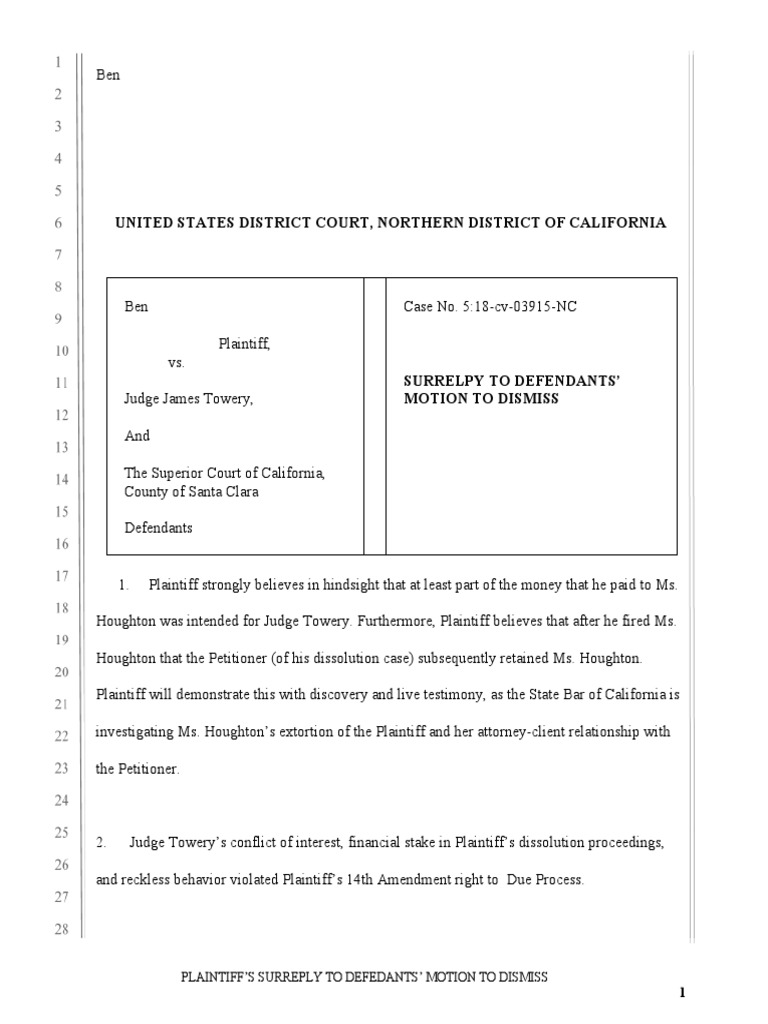 Surreply To Defendants' Motion To Dismiss | PDF | Judicial ...