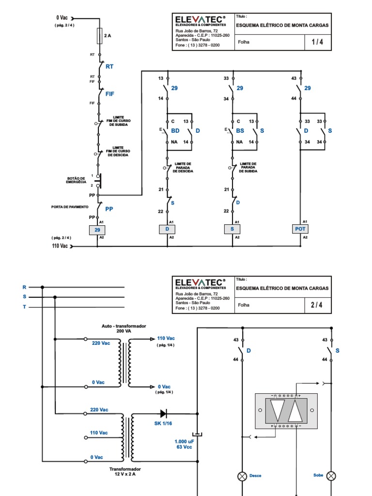 Esquema Monta Cargas Elevatec PDF | PDF | Engenharia de Energia | Potência (Física)