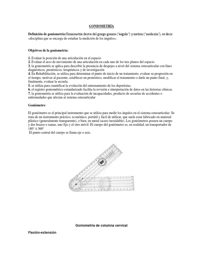 GONIOMETRÍA | PDF | Codo | Hombro