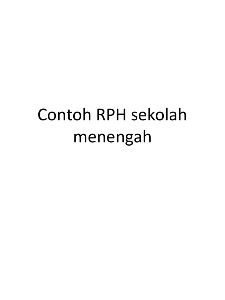 Contoh RPH Sekolah Menengah | PDF