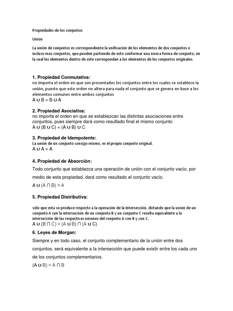 Propiedades de Conjuntos | PDF | Conjunto (Matemáticas) | Lógica matemática
