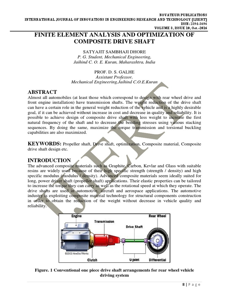 Finite Element Analysis and Optimization of Composite Drive Shaft | PDF | Strength Of Materials ...