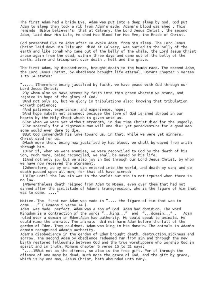 The First Adam and The Second Adam | PDF | Adam | Grace In Christianity
