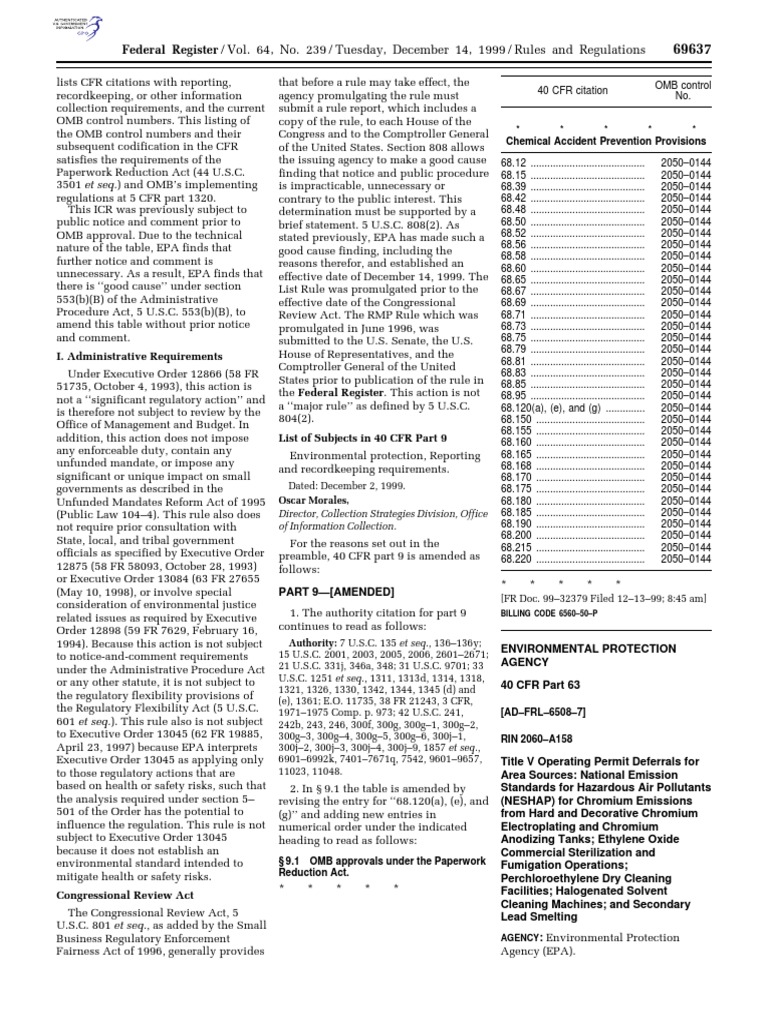 Federal Register / Vol. 64, No. 239 / Tuesday, December 14, 1999 ...
