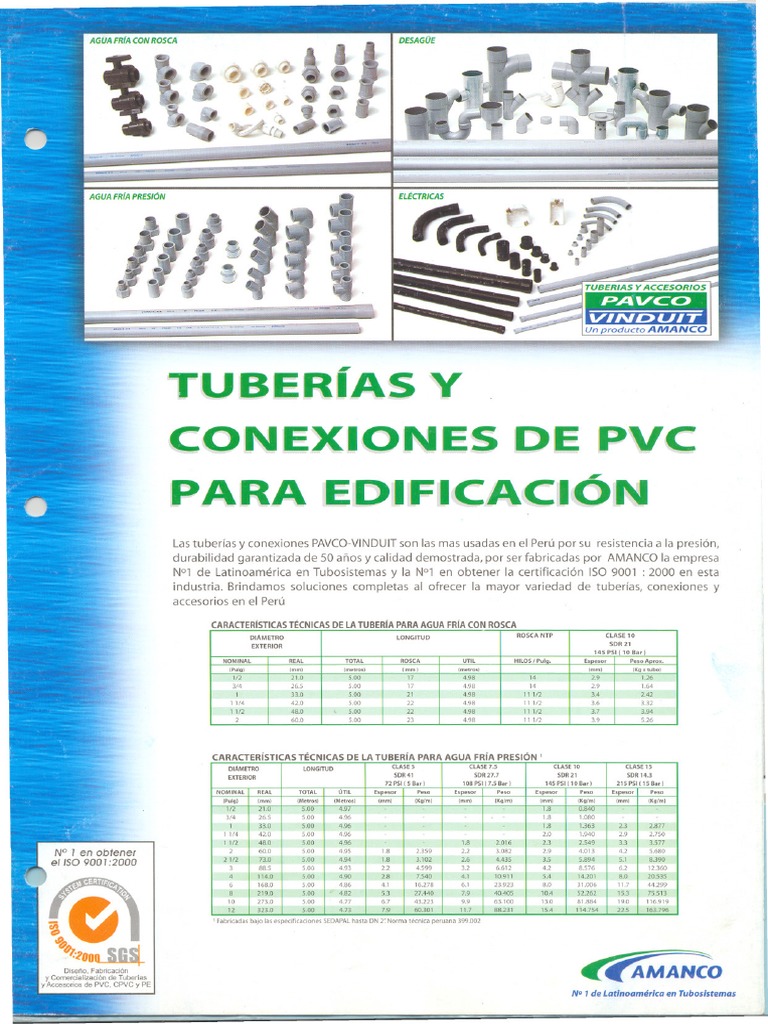 AMANCO - Tubería y Conexiones de PVC Par Edific. | PDF | Distancia ...