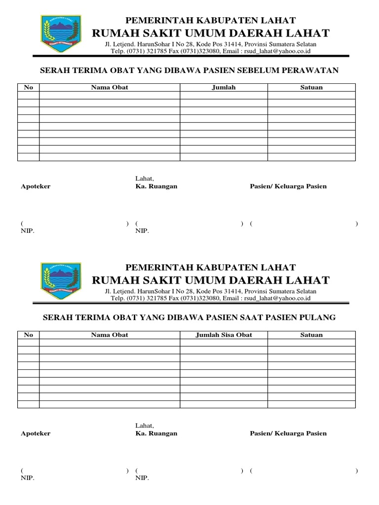 Serah Terima Obat Pdf