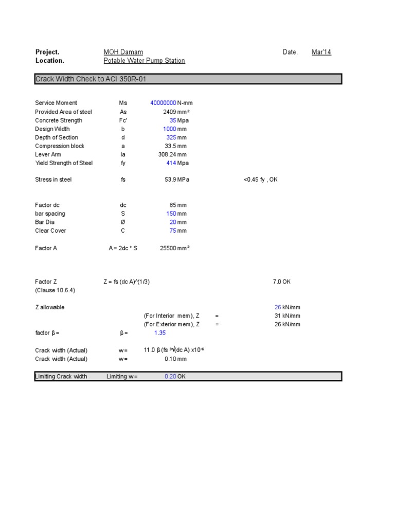 Crack Width (ACI 350R) | PDF | Applied And Interdisciplinary Physics ...