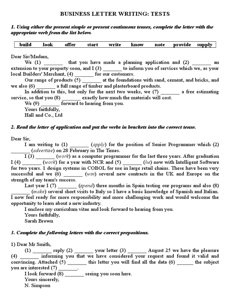 Business Letter Writing Exercises | PDF | Transaction Account | Cheque