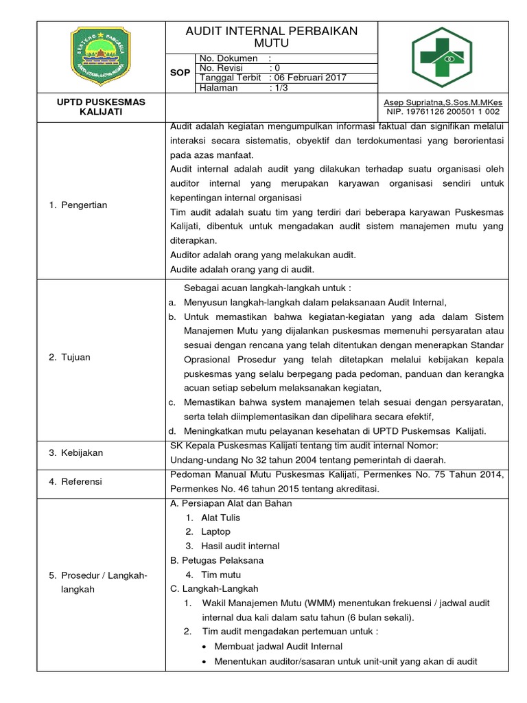 3.1.4.2 Sop Audit Internal | PDF