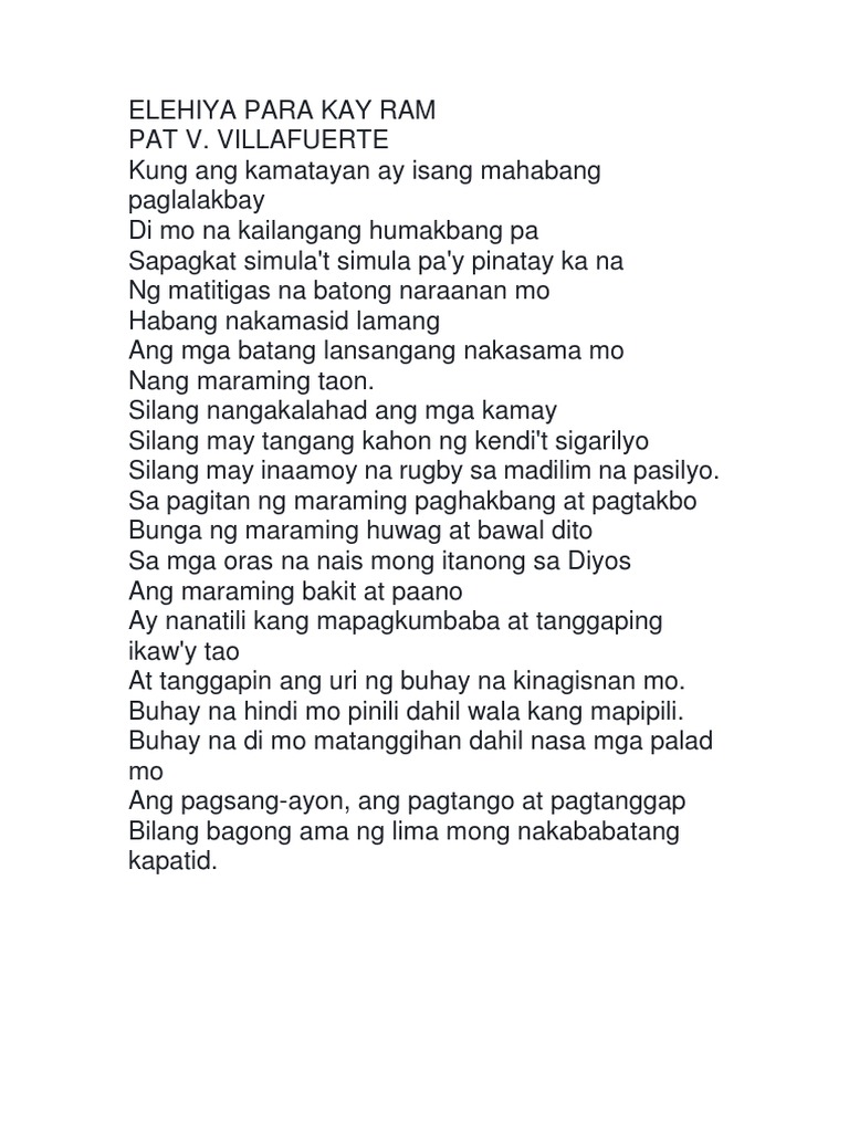 Elehiya Para Kay Ram