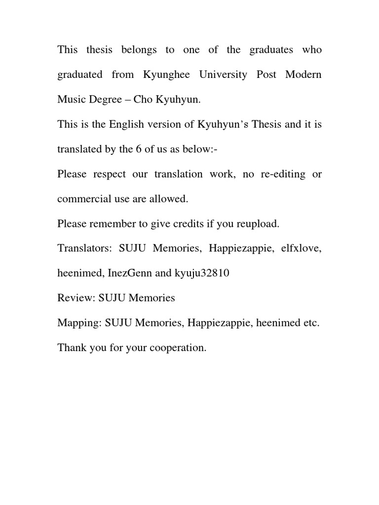 Kyuhyun University (Kyung Hee) 1 Thesis PDF | PDF | South Korea | World ...