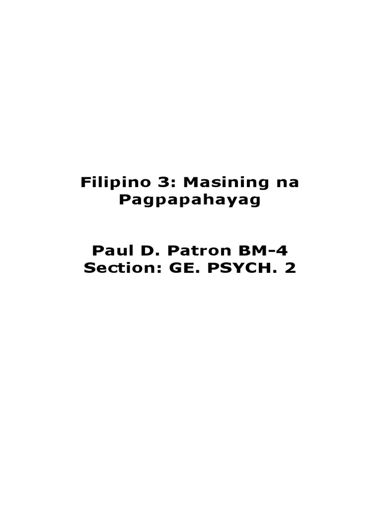 Filipino 3 OutPut | PDF