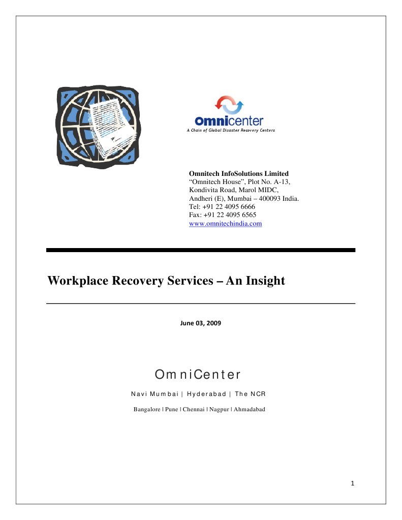 Work Area Recovery (WAR) Sevices - An Insight | PDF | Data Center | Backup