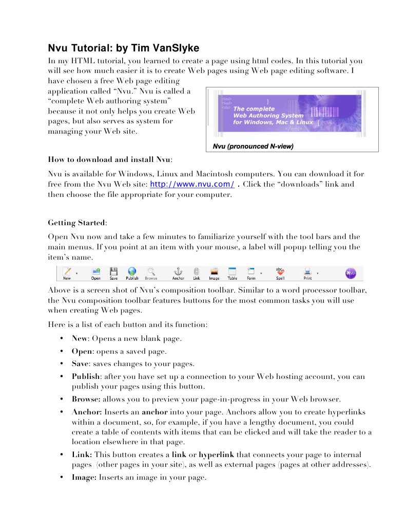 Nvu Tutorial | Download Free PDF | Hyperlink | Web Page
