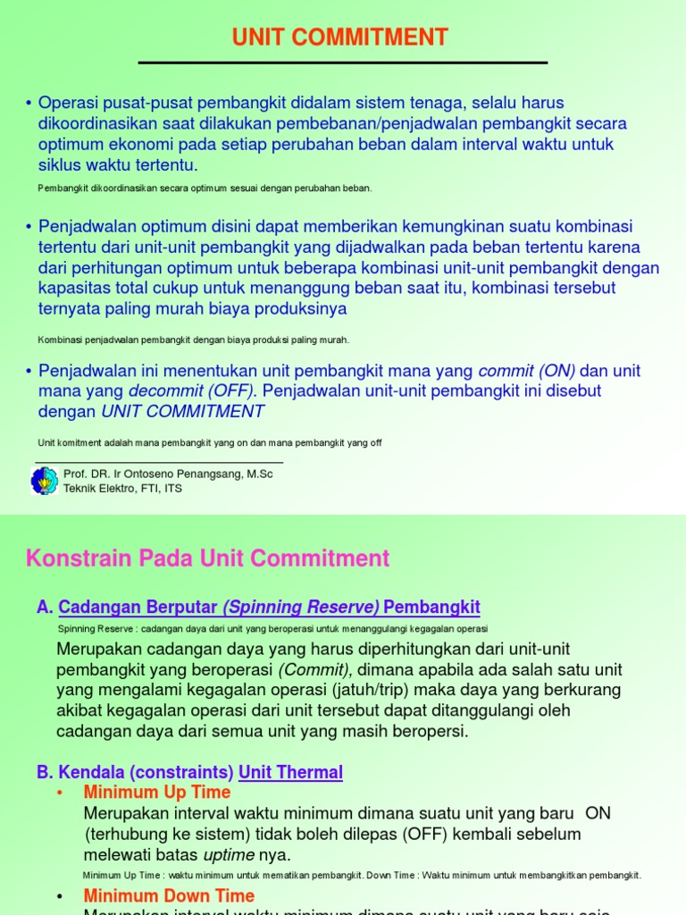 Unit Commitment Handout Pdf